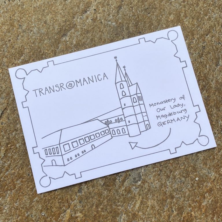 TRANSROMANICA colouring postcard | Monastery of Our Lady in Magdeburg ...